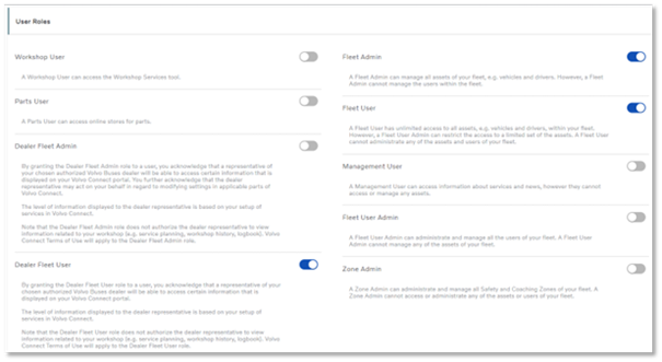 User Role descriptions in User Administration Tool