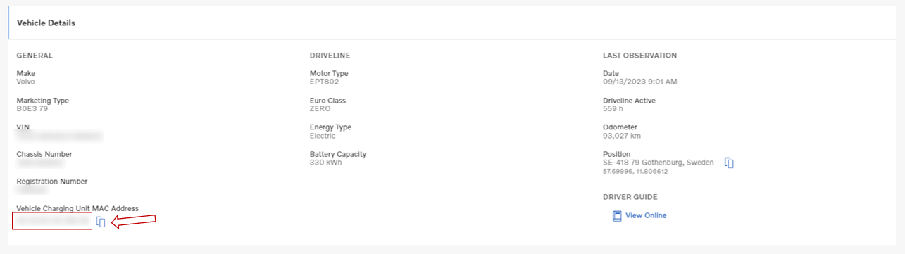 Keep track of your vehicles charging with easy access to MAC address