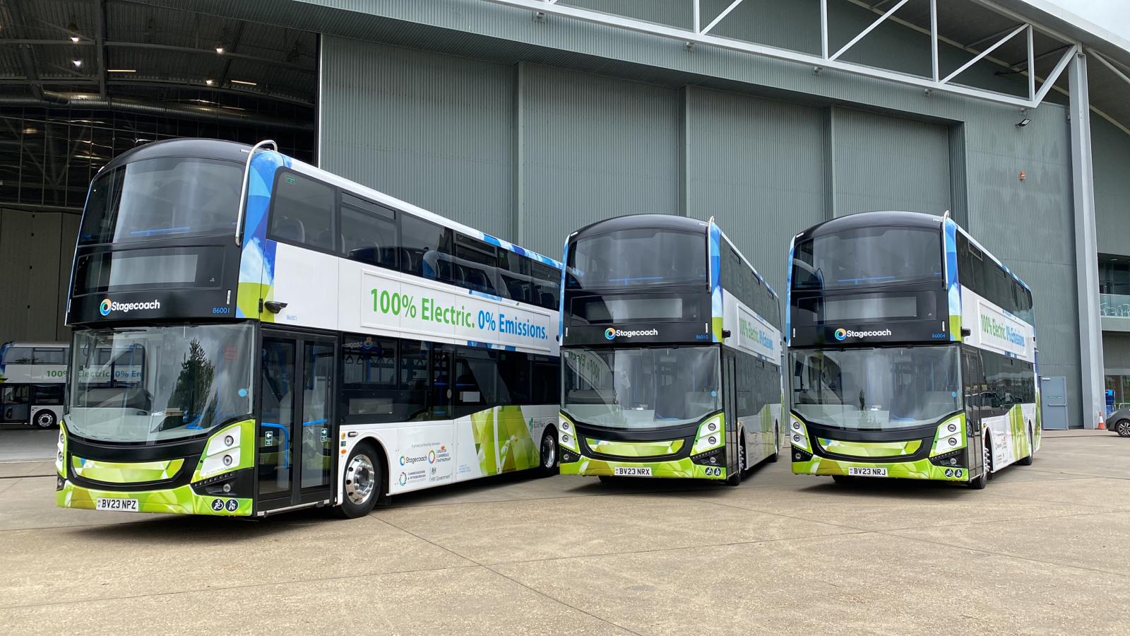 First Ever Volvo Bzl Electric Double Deck Buses Hit Uk Roads In Cambridge